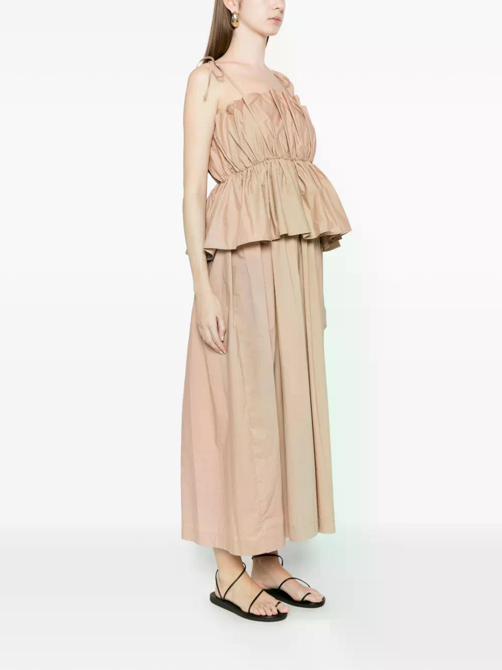 TWINSET TWINSET Sleeveless Midi Dress with Gathered Waistband and Ruffled Detailing