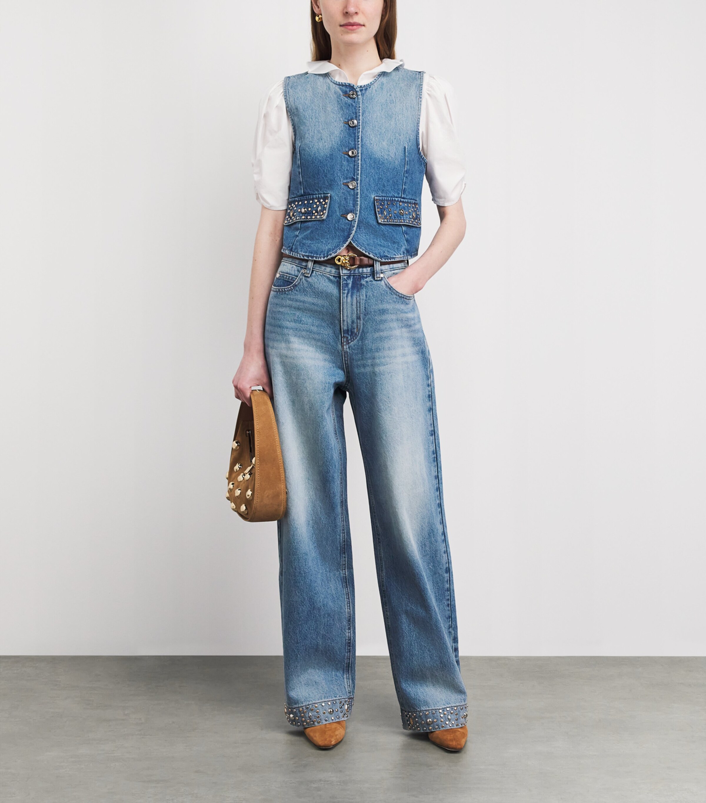 SANDRO Embellished Straight-Leg Jeans