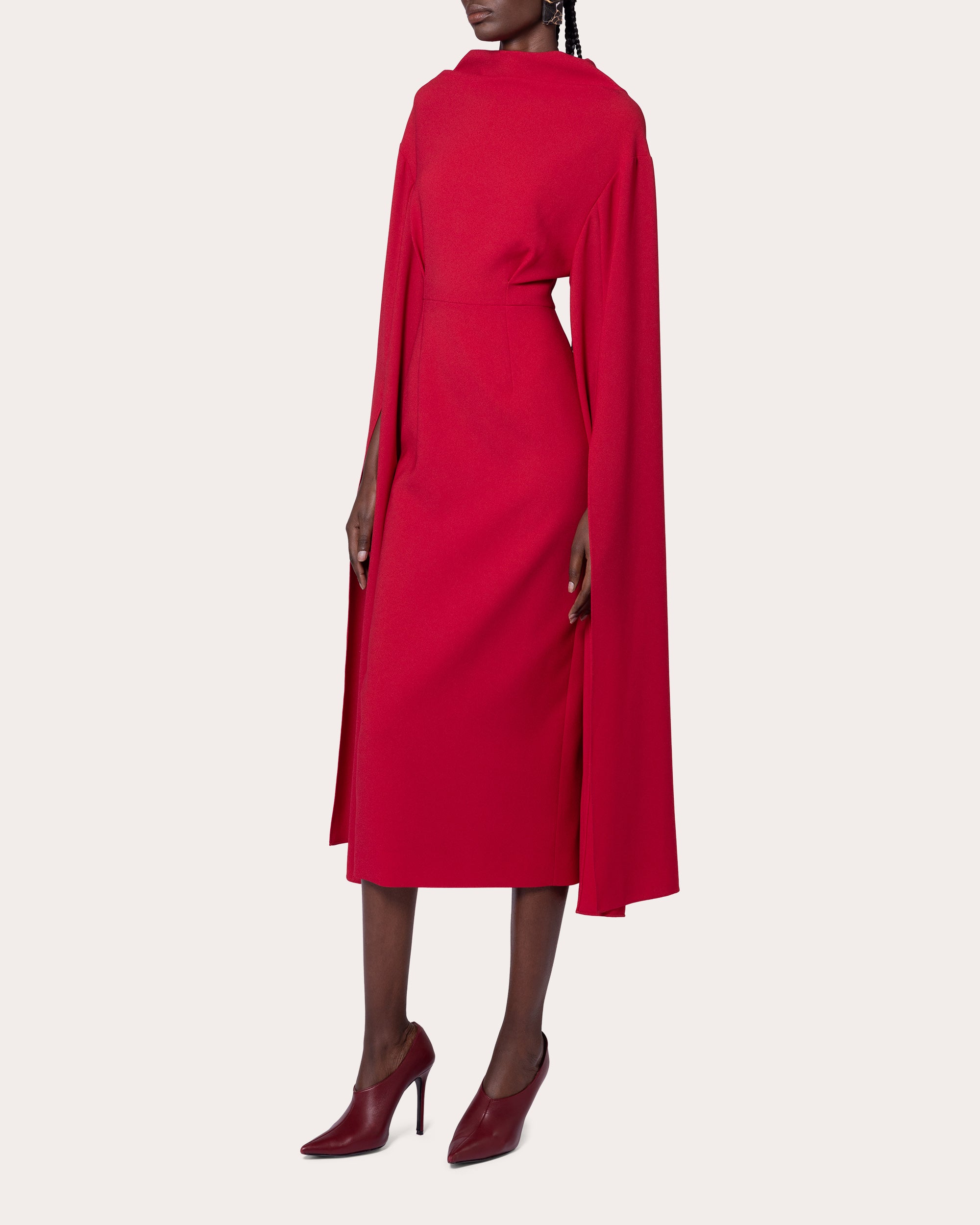 ROKSANDA Nour Crepe Cape-Sleeve Midi Dress