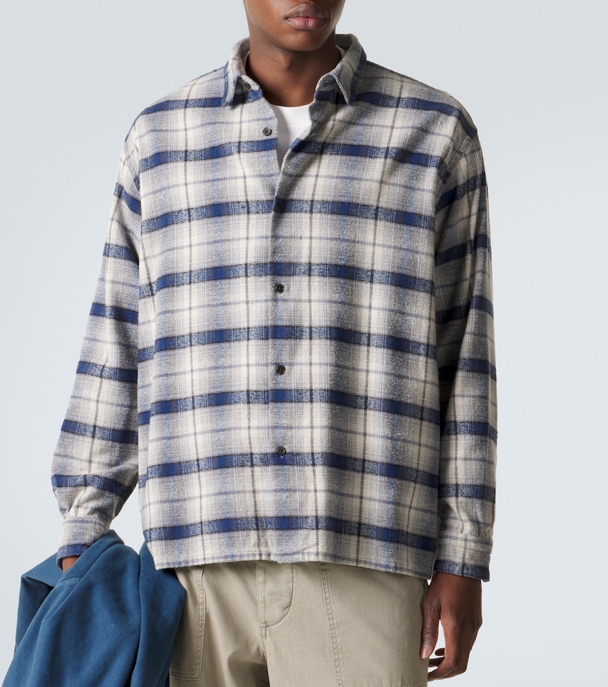 A.Presse Vintage Checked Cotton And Silk-Blend Shirt - Blue