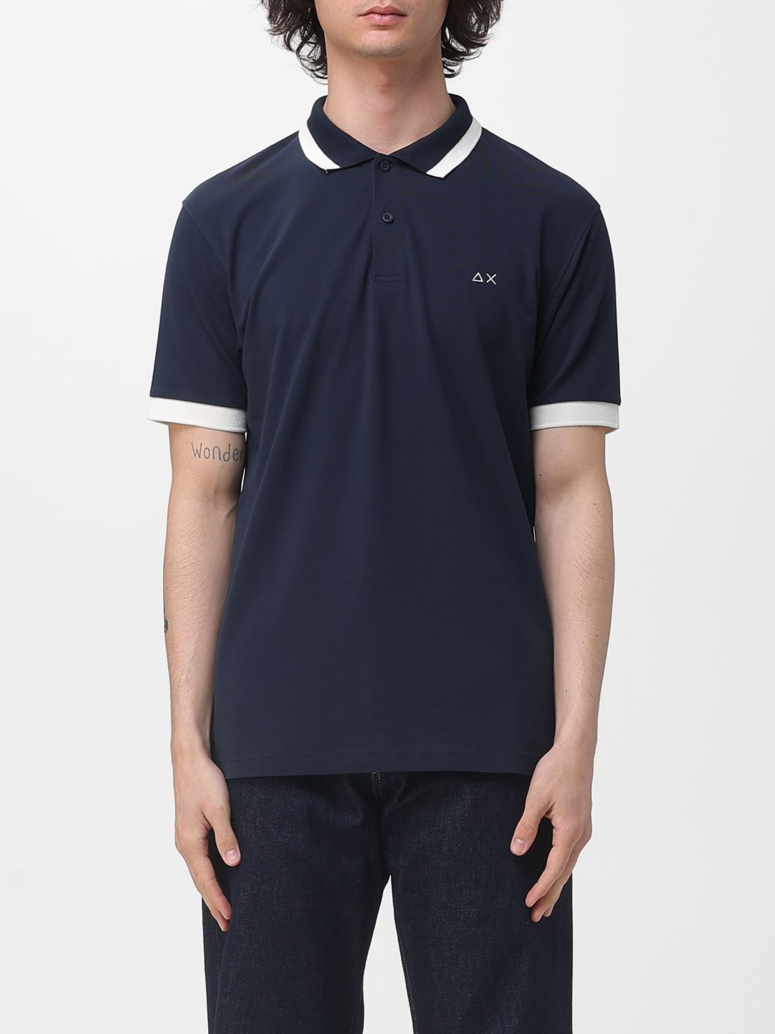 SUN 68 cotton logo polo shirt