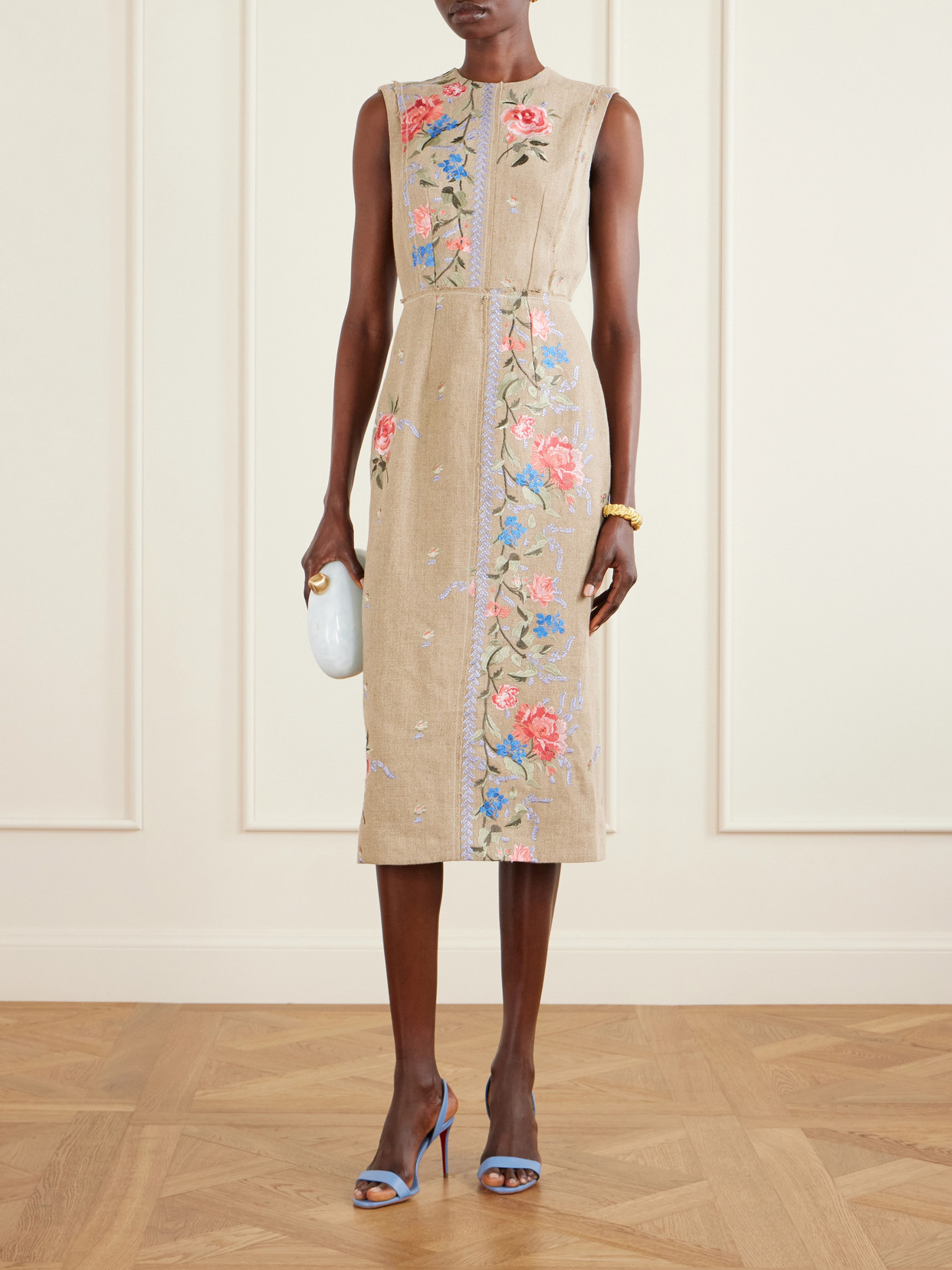 maleek spider embroidery midi dress in smoke green Paloma Wool - MALEEK CUT OUT SLIP DRESS