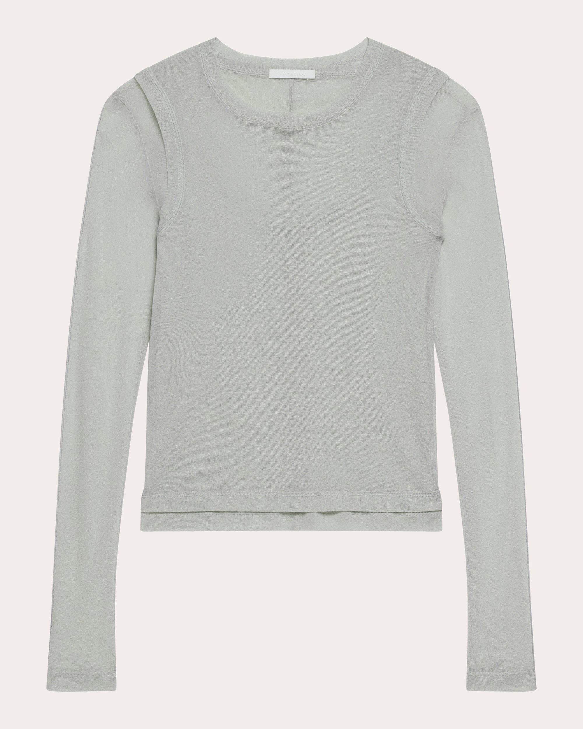 トップス ESLOW SHEERED JERSEY LAYERED LONG sleeve Helmut Lang Sheer Mesh Layered Long-Sleeve T-Shirt - Grey