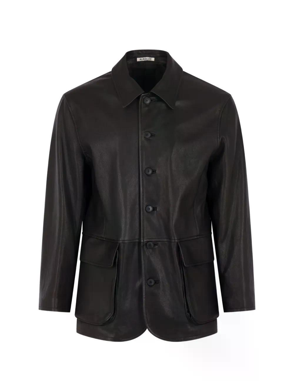 Auralee Textured Lamb Leather Blouson - Black | Editorialist