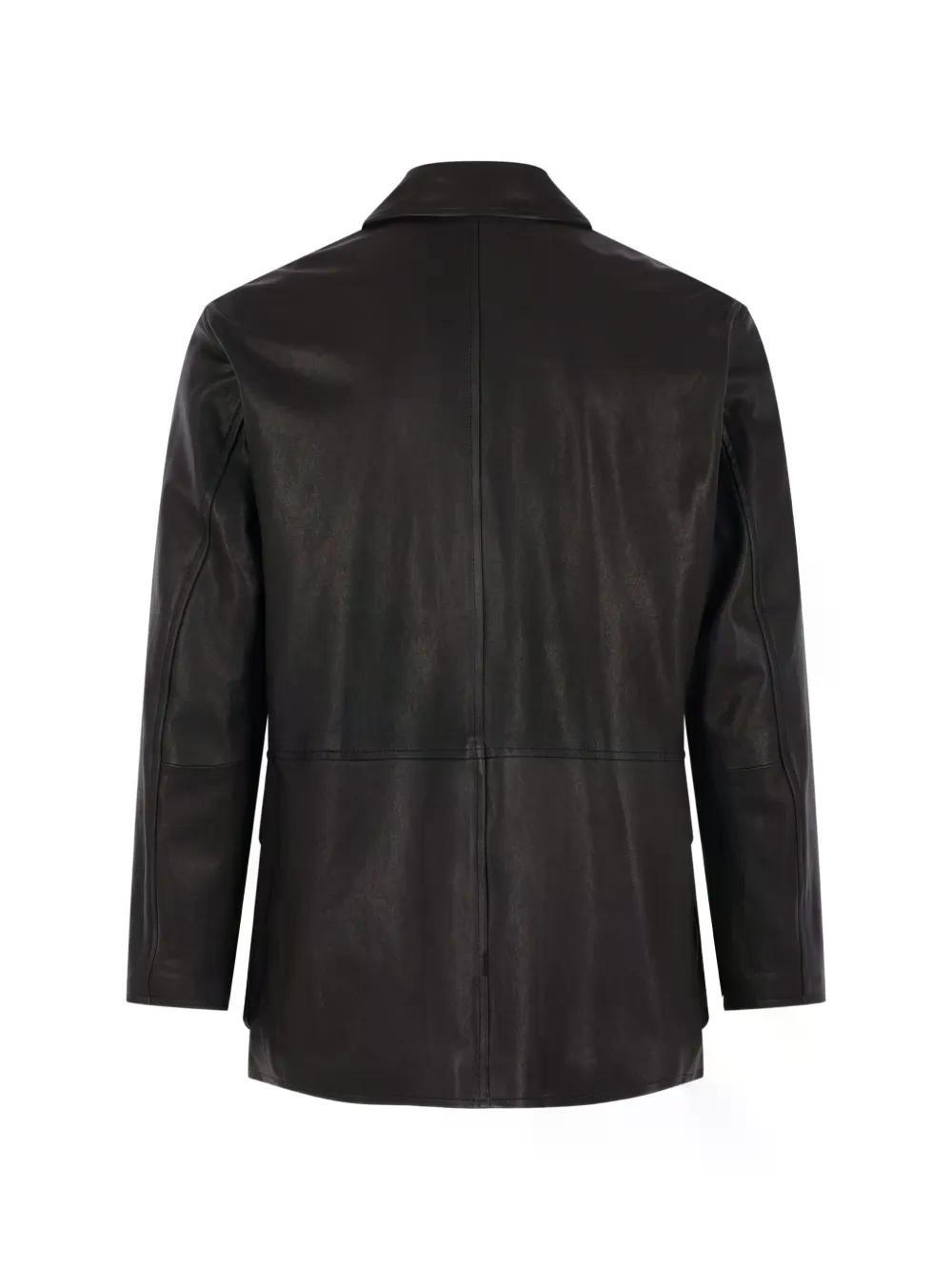 ジャケット・アウター AURALEE TEXTURED LAMB LEATHER BLOUSON Auralee Textured Lamb Leather Blouson Black