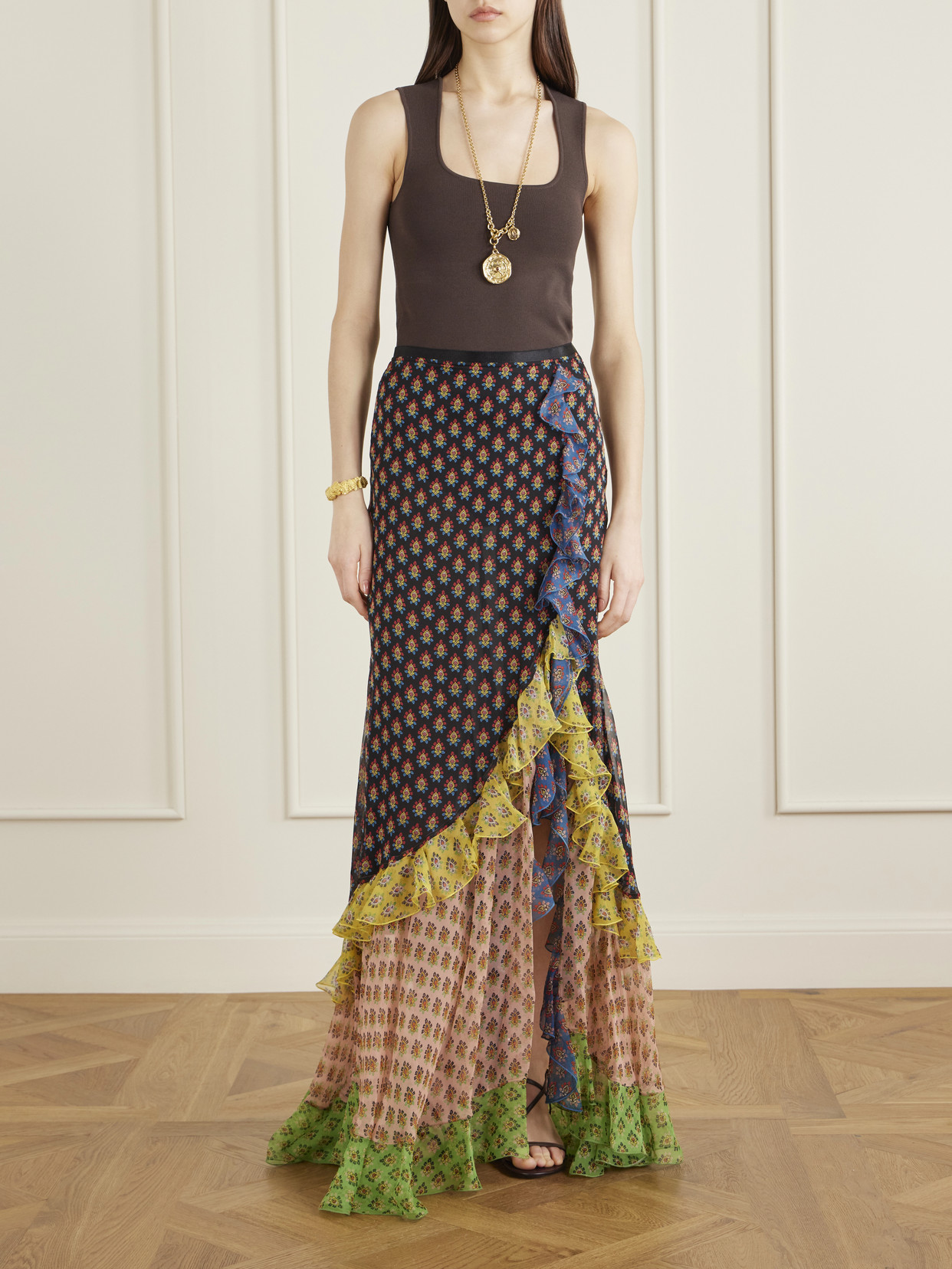 ETRO Floral-Print Silk-Chiffon Maxi Skirt