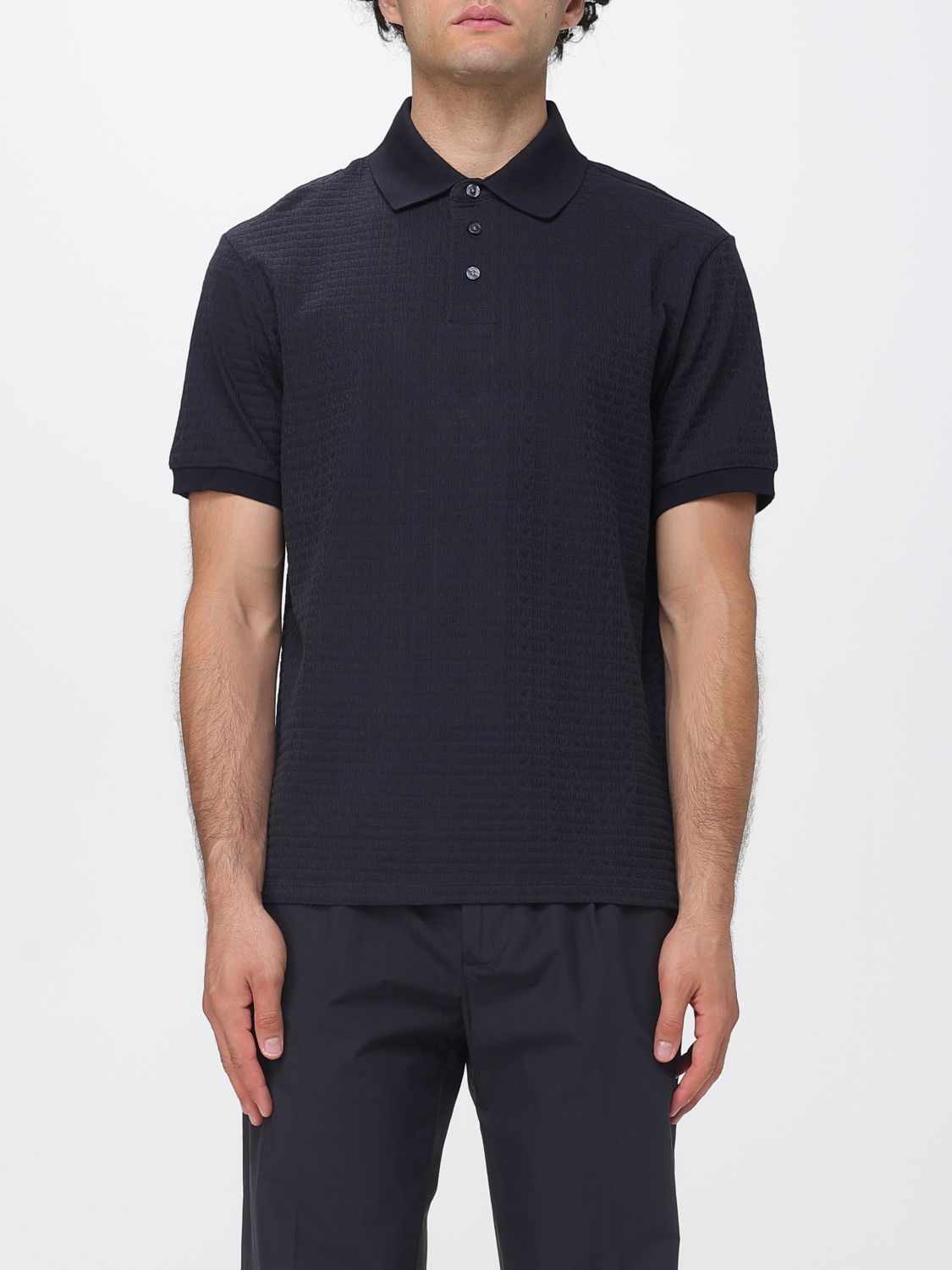 EMPORIO ARMANI short-sleeved cotton piqué polo shirt