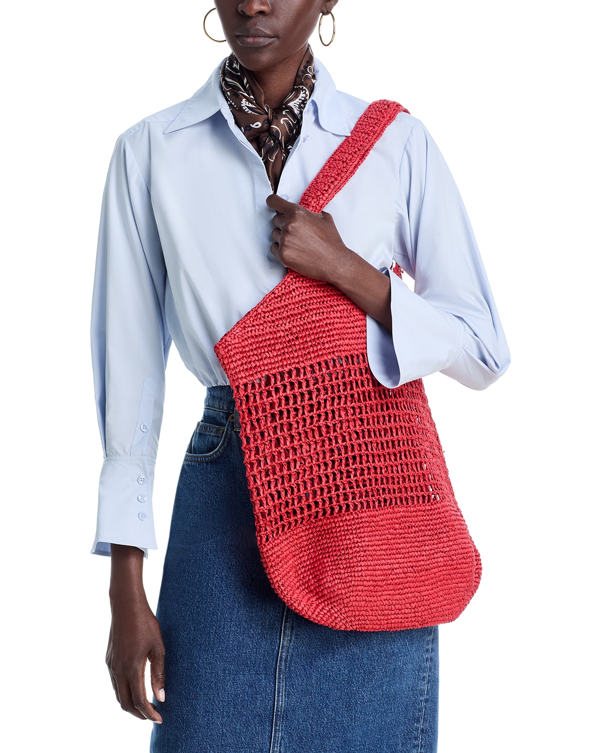 AQUA Woven Raffia Tote Bag