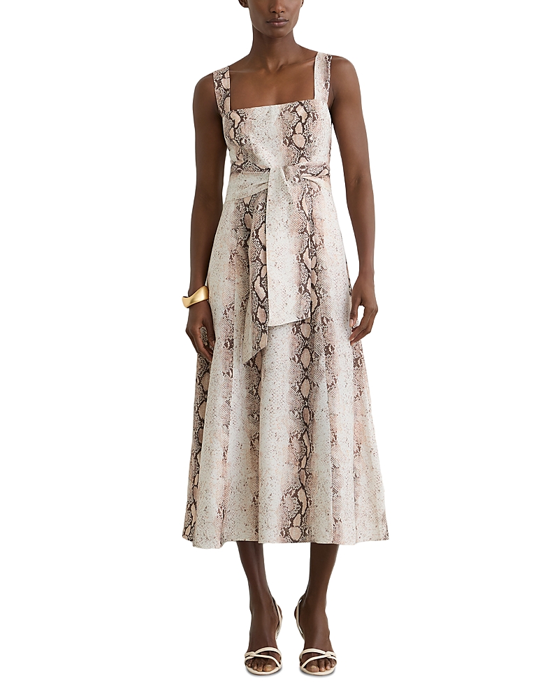 REISS Reiss Snake Print Midi Dress with Belt