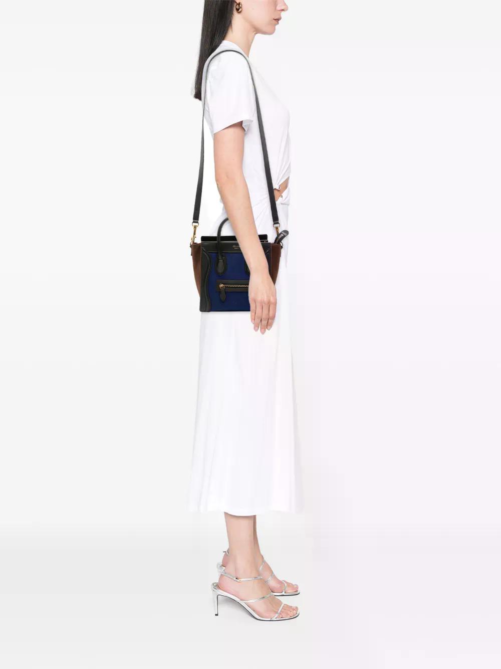 CELINE 2015 Nano Tricolor Felt Luggage Satchel