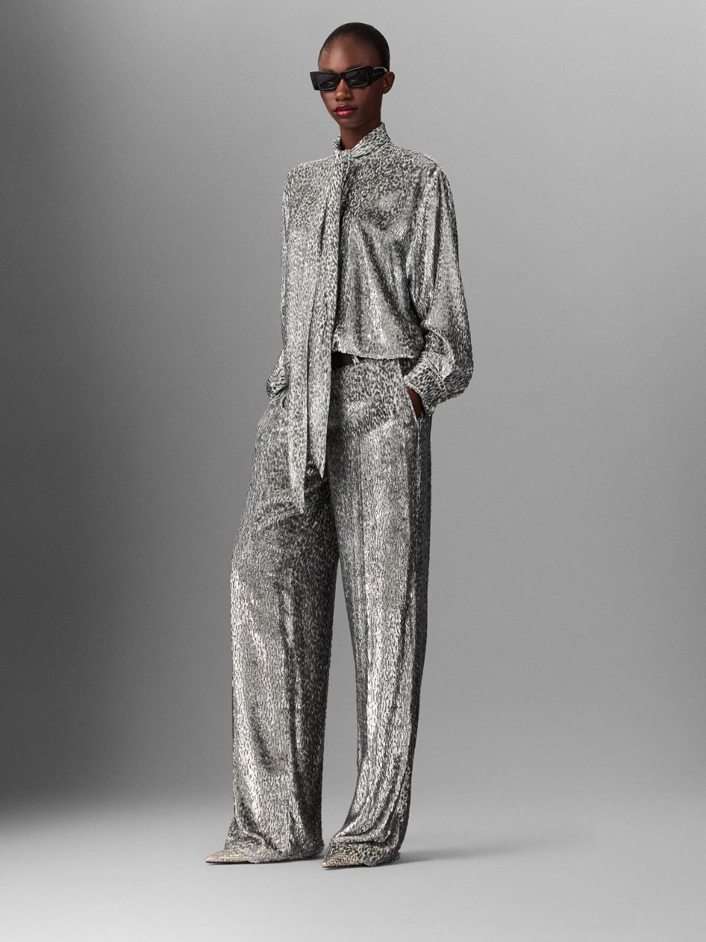 STELLA MCCARTNEY Stella McCartney Animal-Textured Lame Velvet Trousers