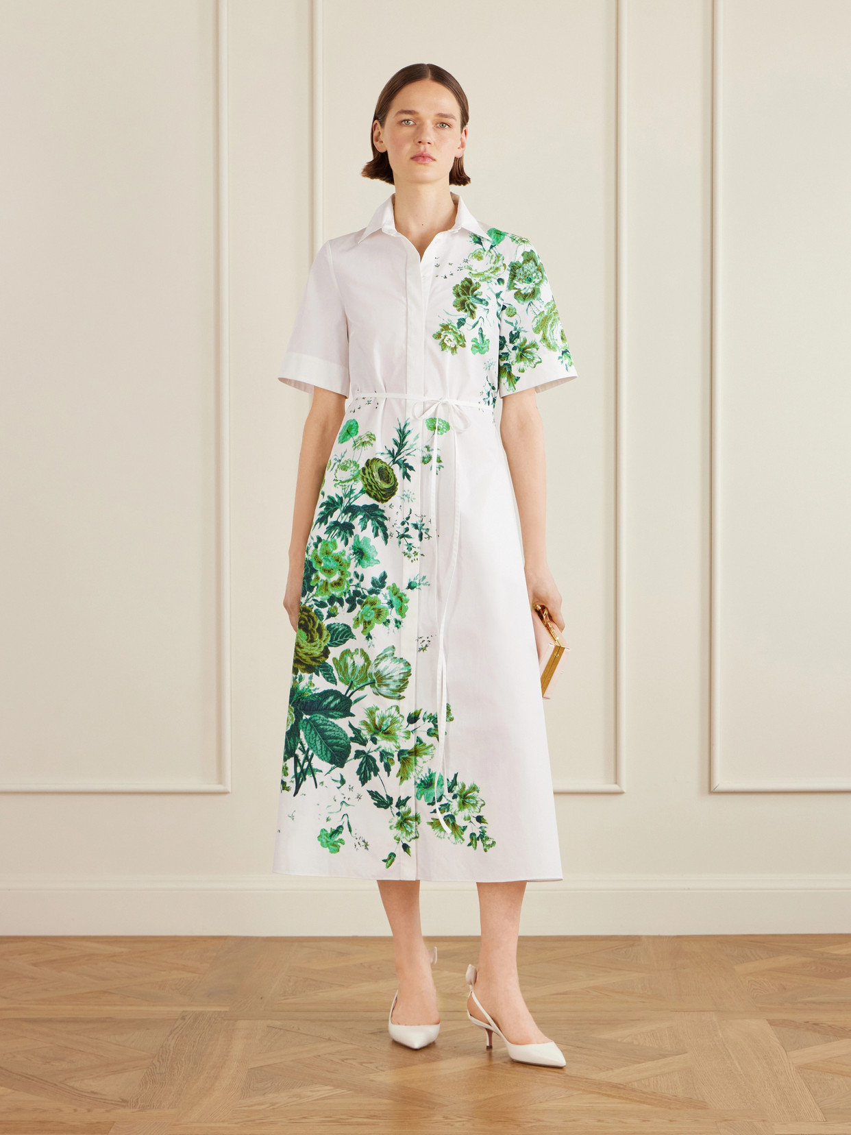 ERDEM Floral-Print Cotton-Poplin Midi Shirt Dress