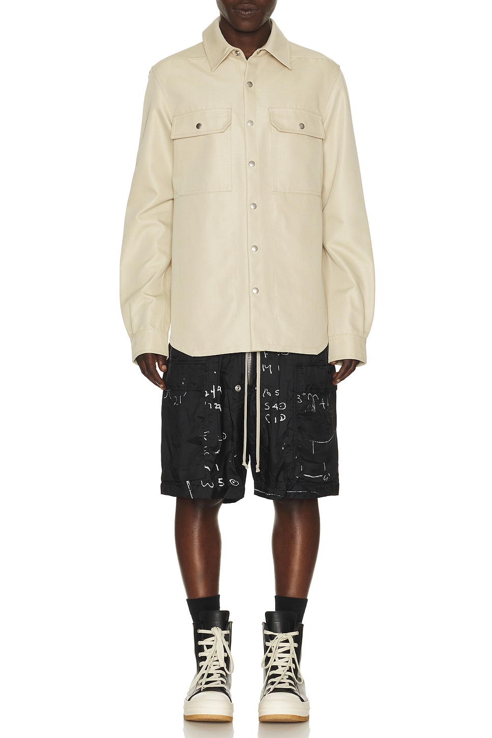 RICK OWENS rick owens outershirt in cream
