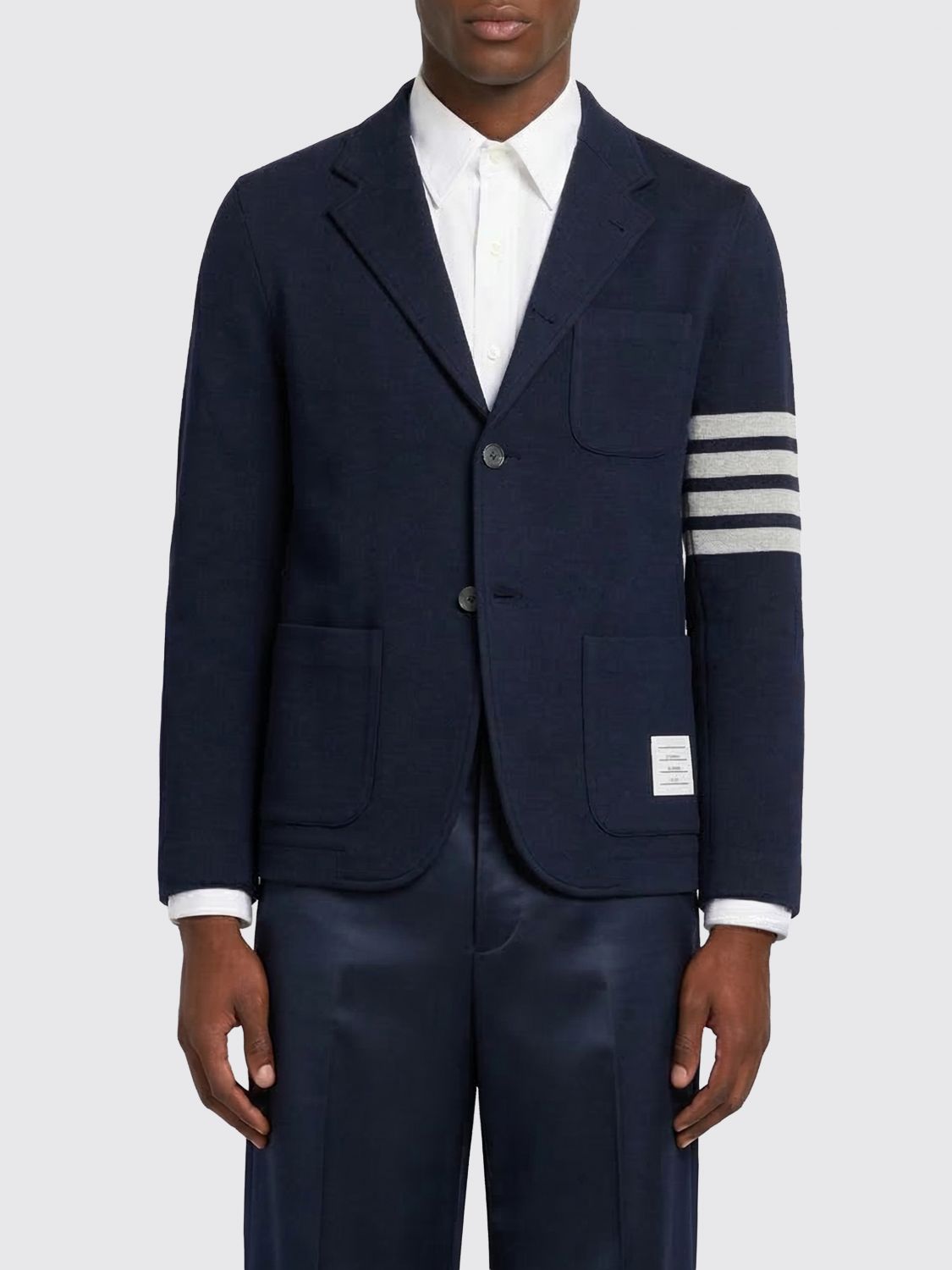 THOM BROWNE Thom Browne Cotton Single-Breasted Blazer with 4-Bar Stripe
