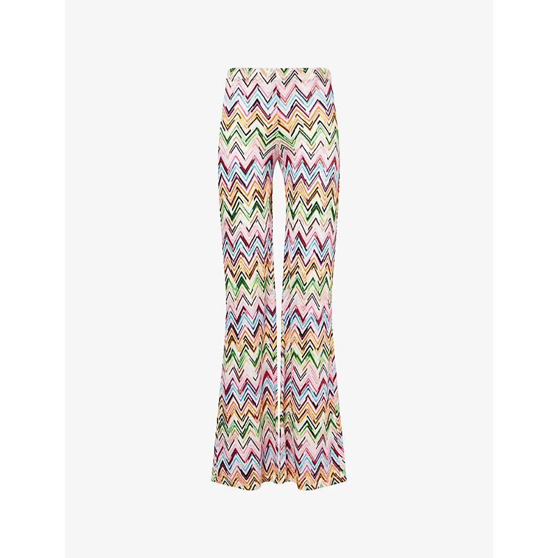 MISSONI Chevron Flared Knitted Trousers
