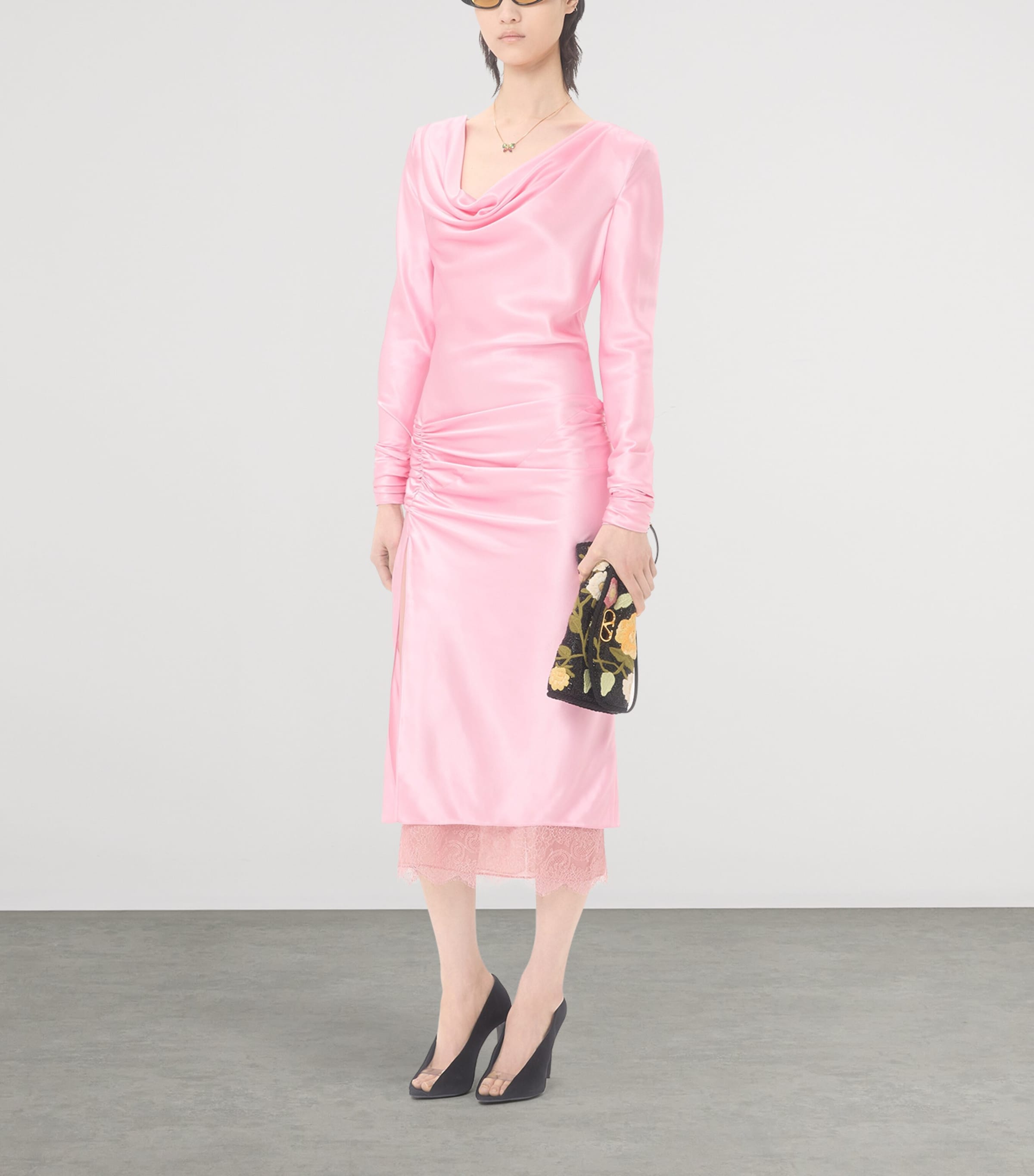 VALENTINO Silk Draped Midi Dress