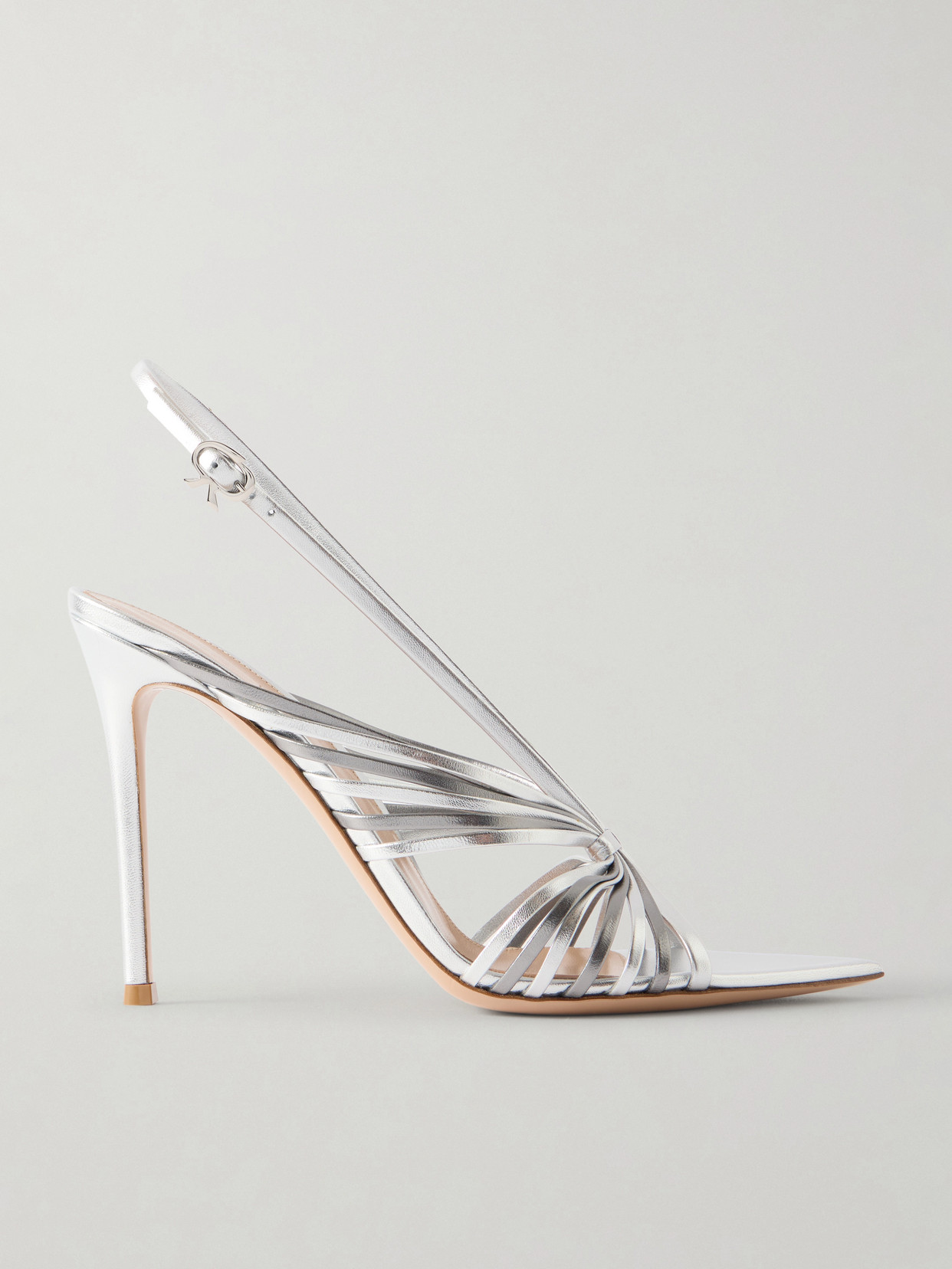 GIANVITO ROSSI 105 Metallic Leather Slingback Sandals