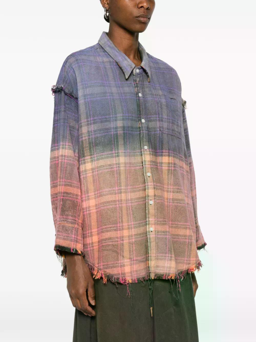 R13 Reversible Frayed Check Shirt - Grey | Editorialist