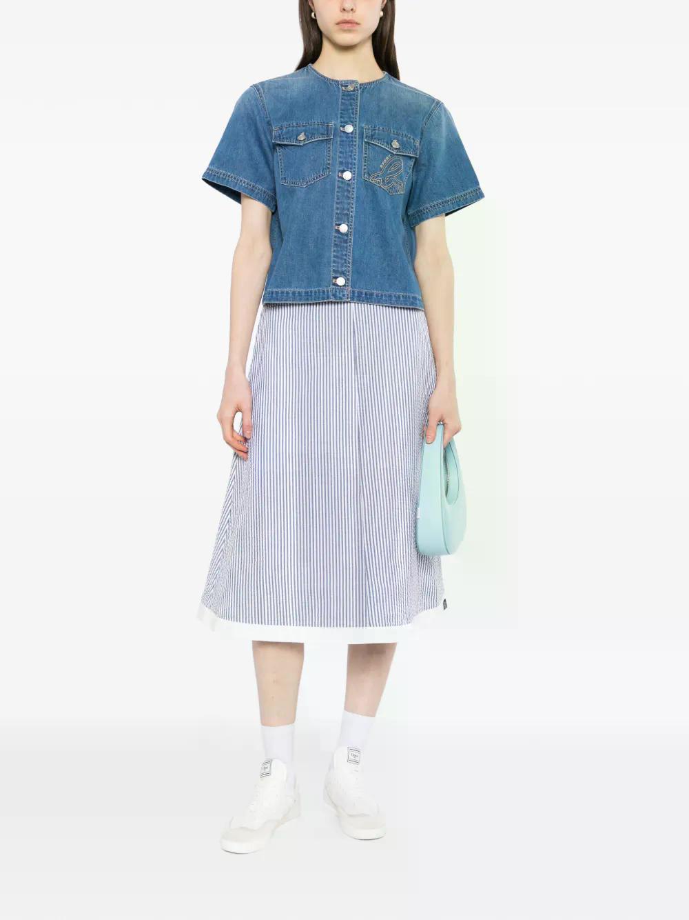 AGNES B. Striped Midi Skirt