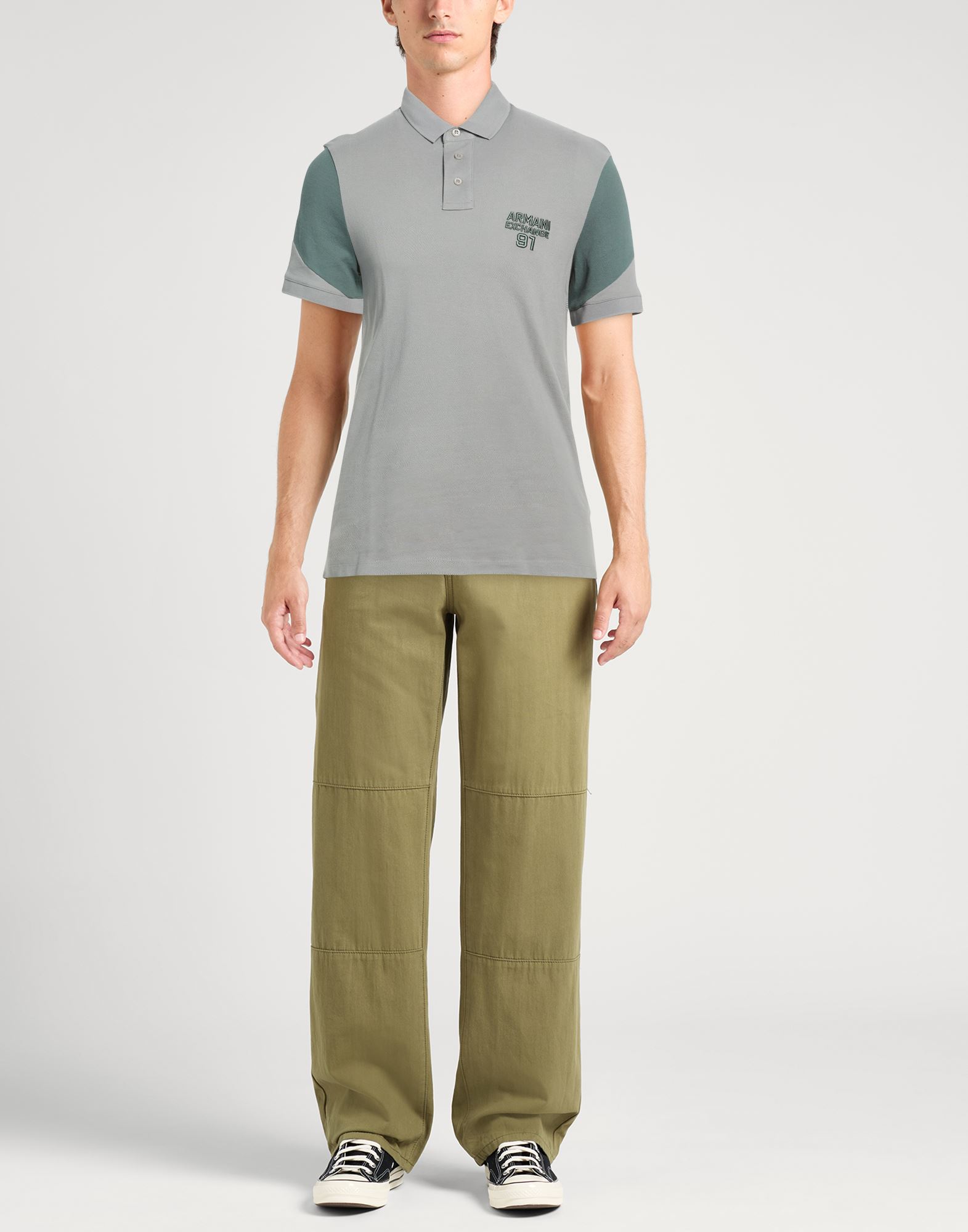 ARMANI EXCHANGE man polo shirt grey size s cotton