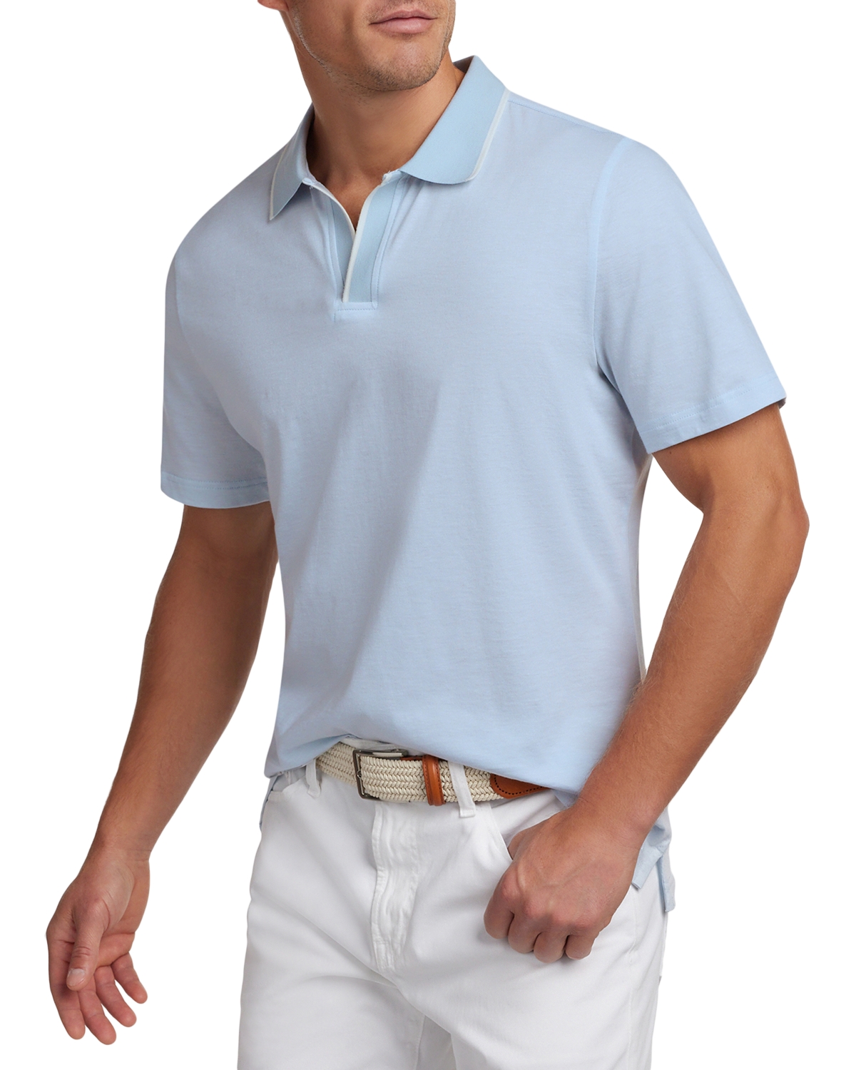 DAVID DONAHUE hemingway cotton silk polo shirt