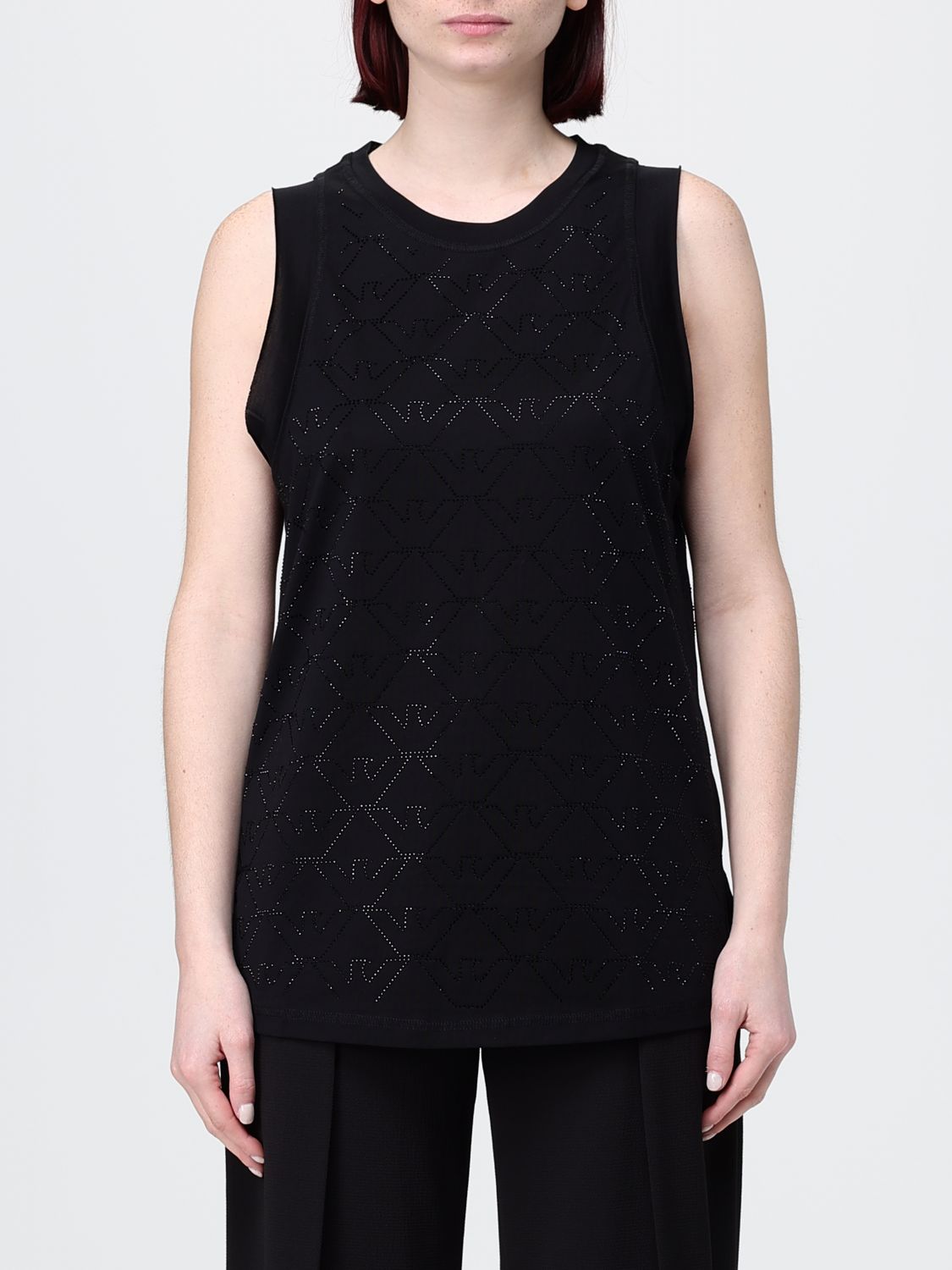 EMPORIO ARMANI Emporio Armani Cotton Tank Top with Rhinestone Embellishments