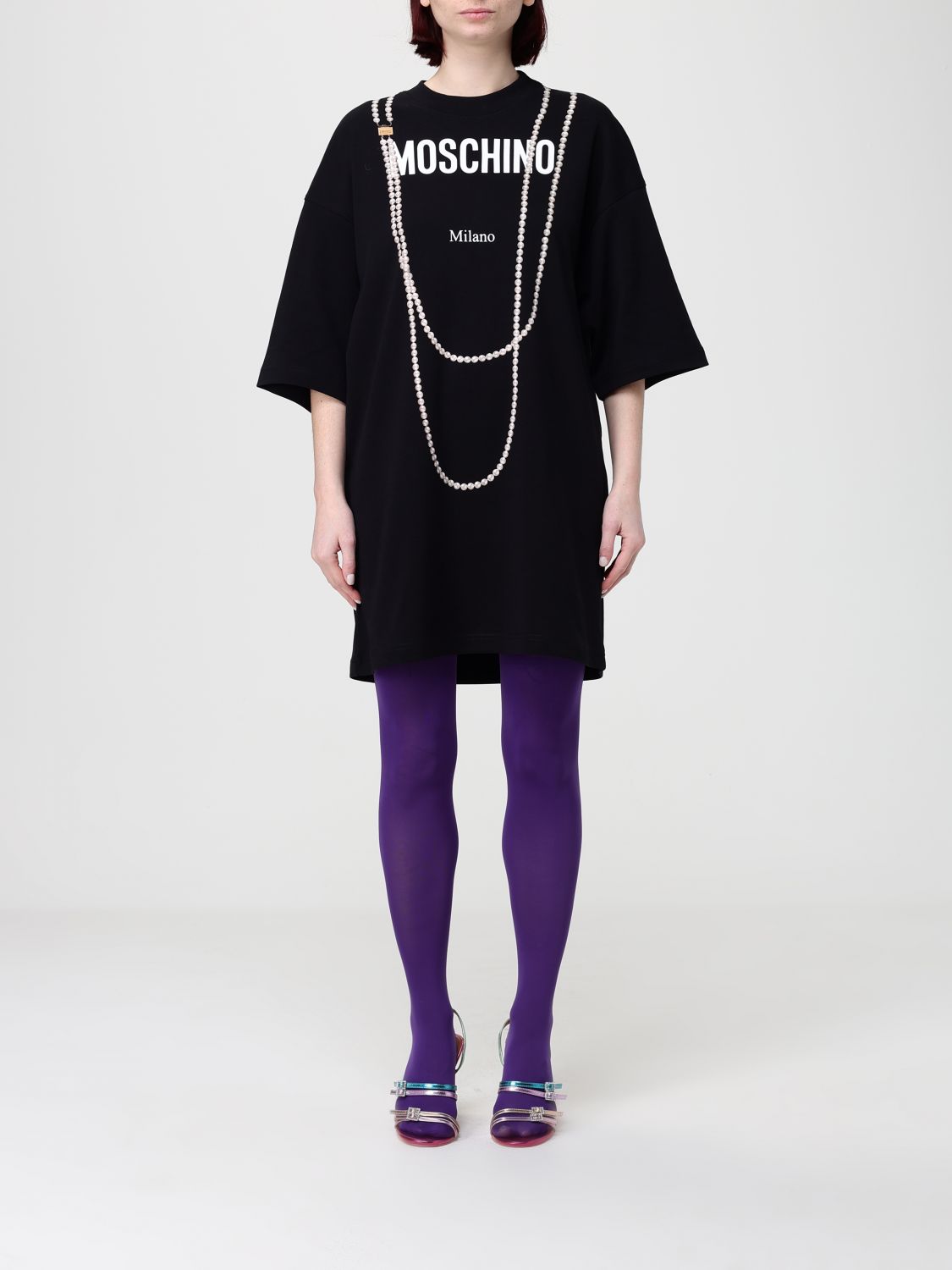 MOSCHINO Moschino Couture Black Cotton Logo Print T-Shirt Mini Dress