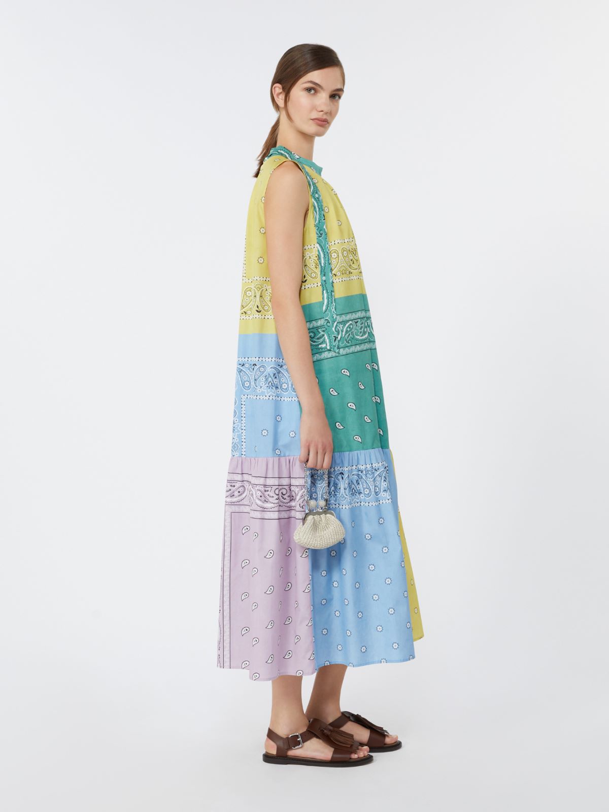 MAX MARA Printed Cotton Poplin Long Dress