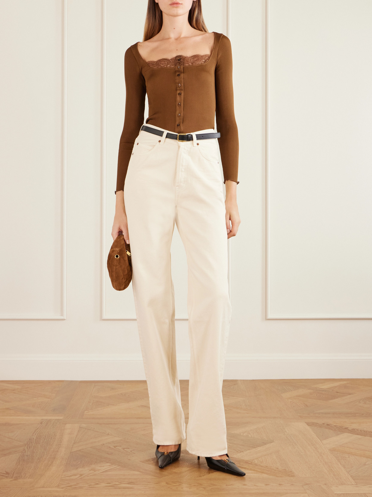 SAINT LAURENT ICARINO mini Matelassé Suede Shoulder Bag