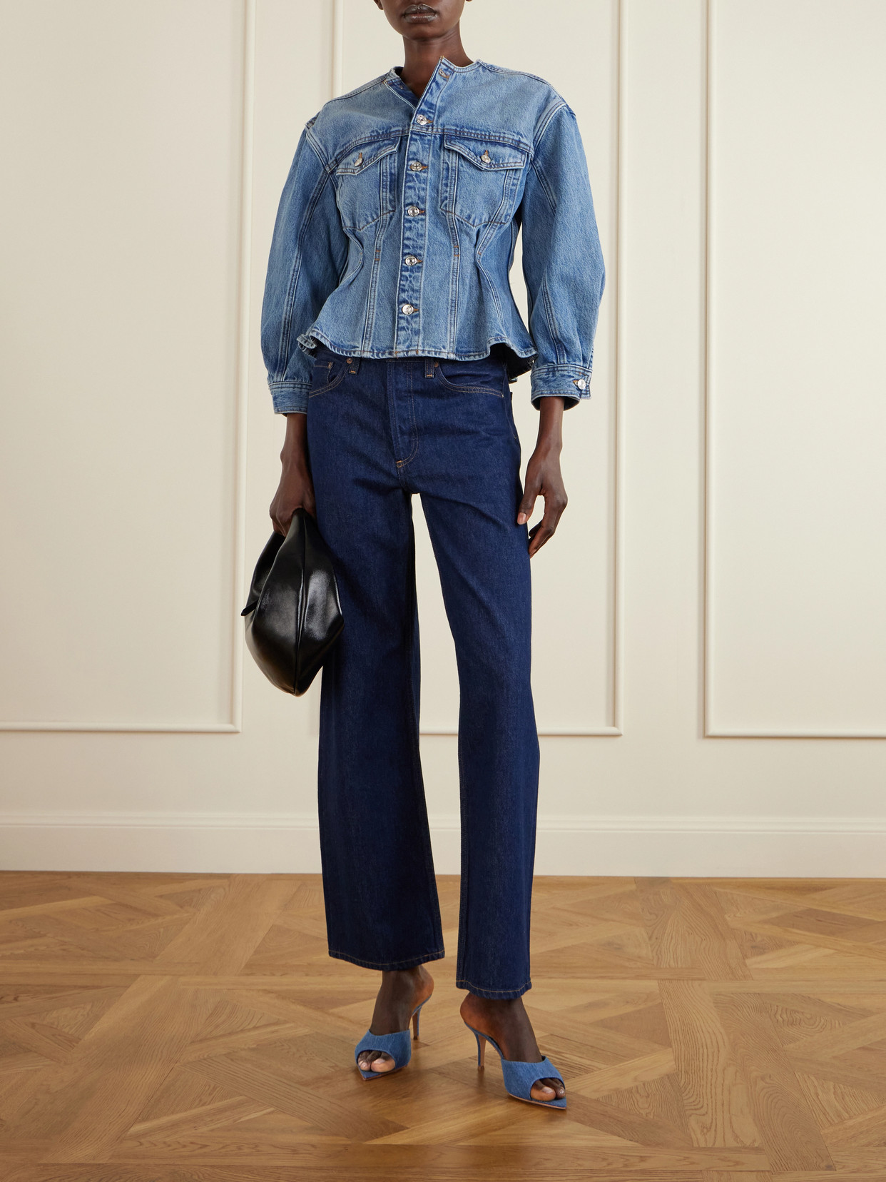 GIANVITO ROSSI Elle 70 Denim Sandals