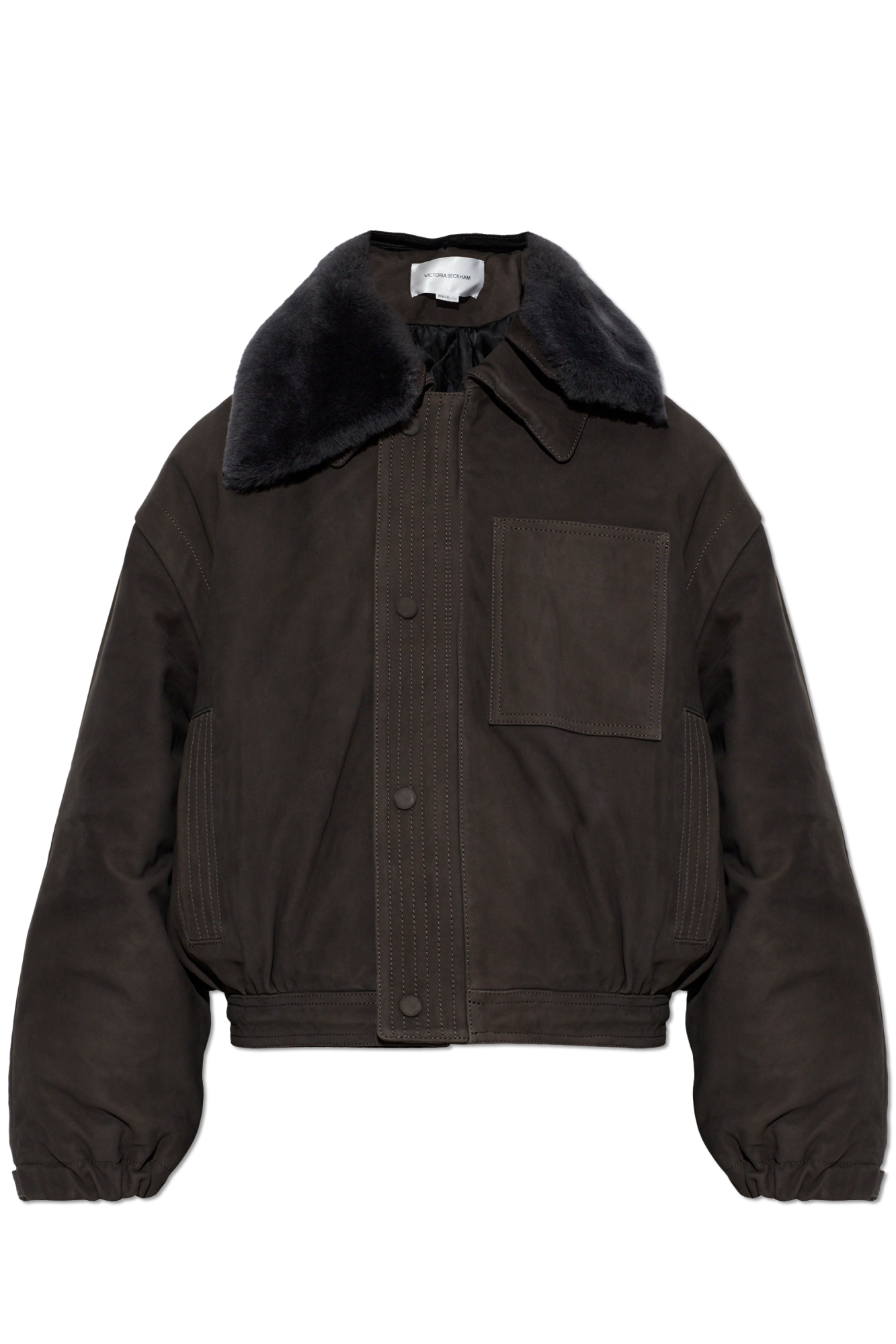VICTORIA BECKHAM Suede Jacket with Fur Collar