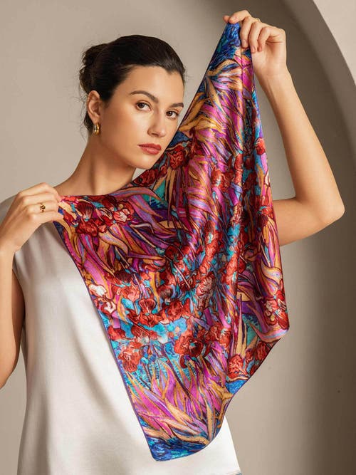SILKSILKY pure silk abstract square scarf