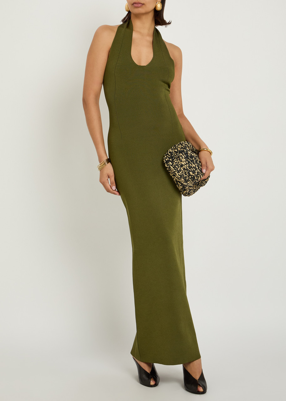 KHAITE Mahi Halter-Neck Stretch-Knit Midi Dress