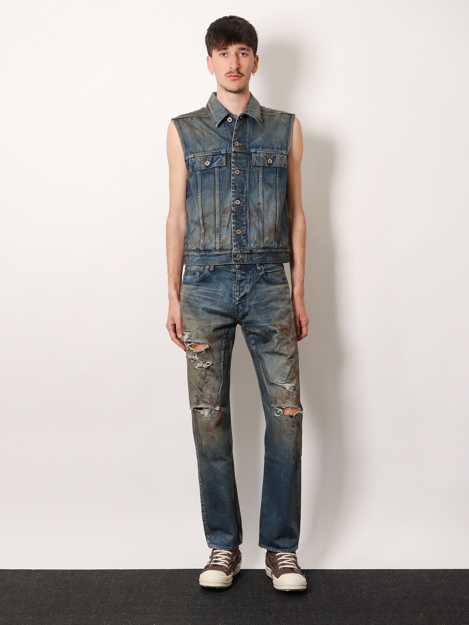 RICK OWENS Sleeveless Denim Trucker Jacket
