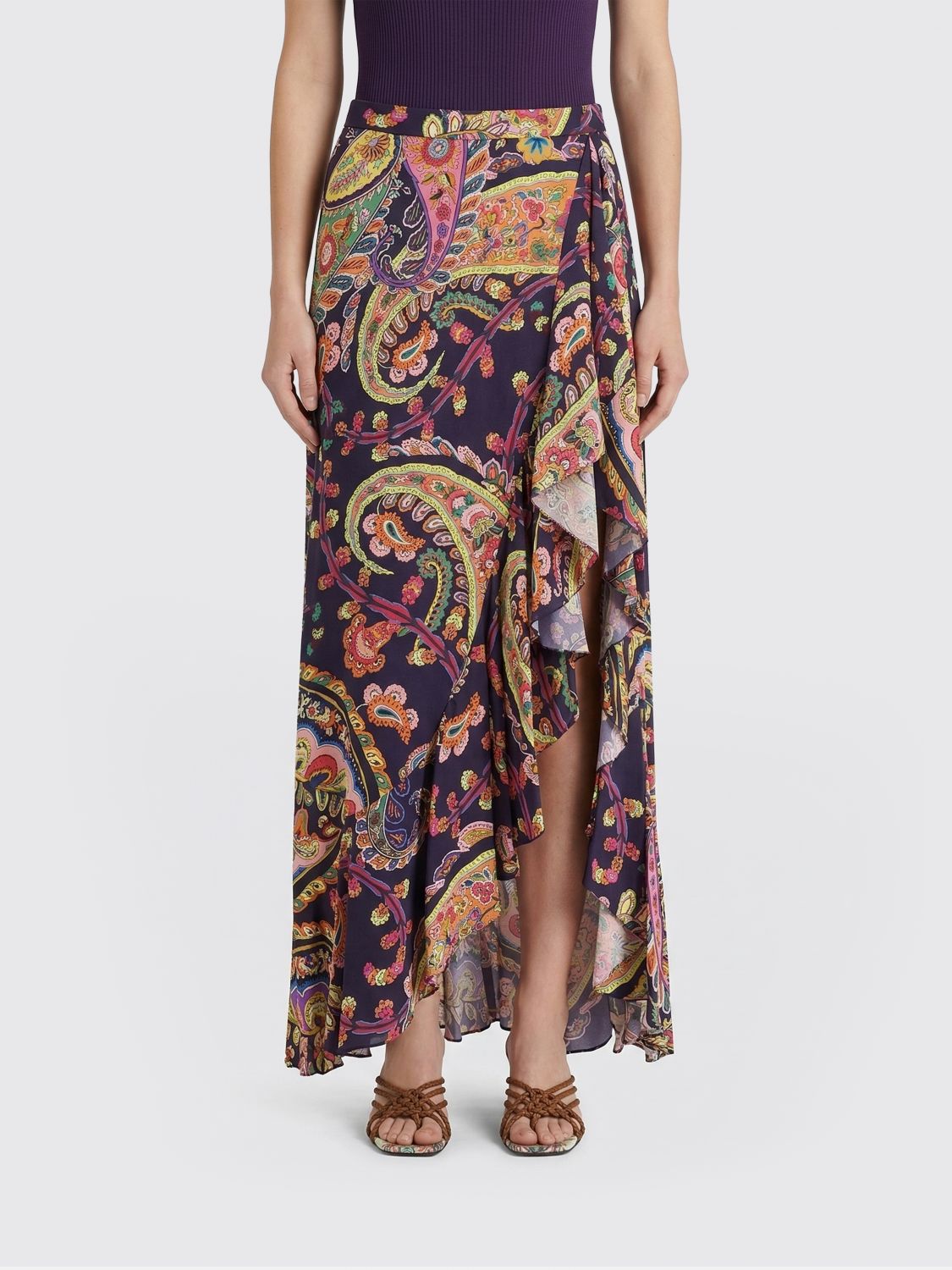 ETRO Etro Paisley Viscose Ruffle Skirt