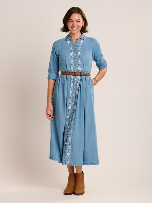 BRAKEBURN Viviana Embroidered Maxi Shirt Dress
