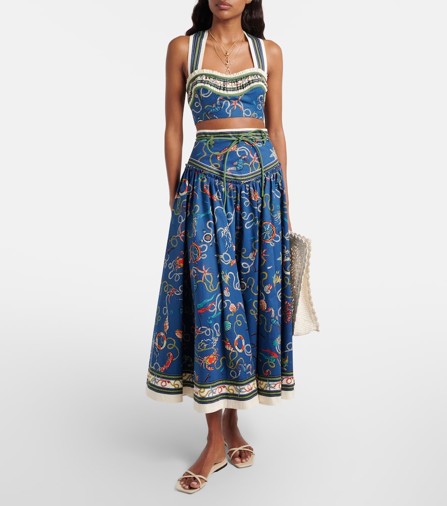 ALEMAIS Alemais Cove Printed Halterneck Cotton Crop Top