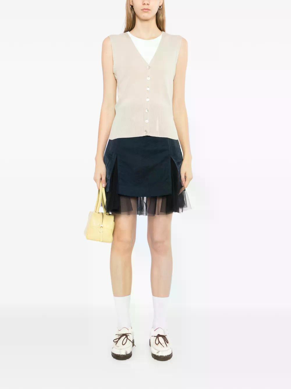 AGNES B. Ribbed Knit Button Top