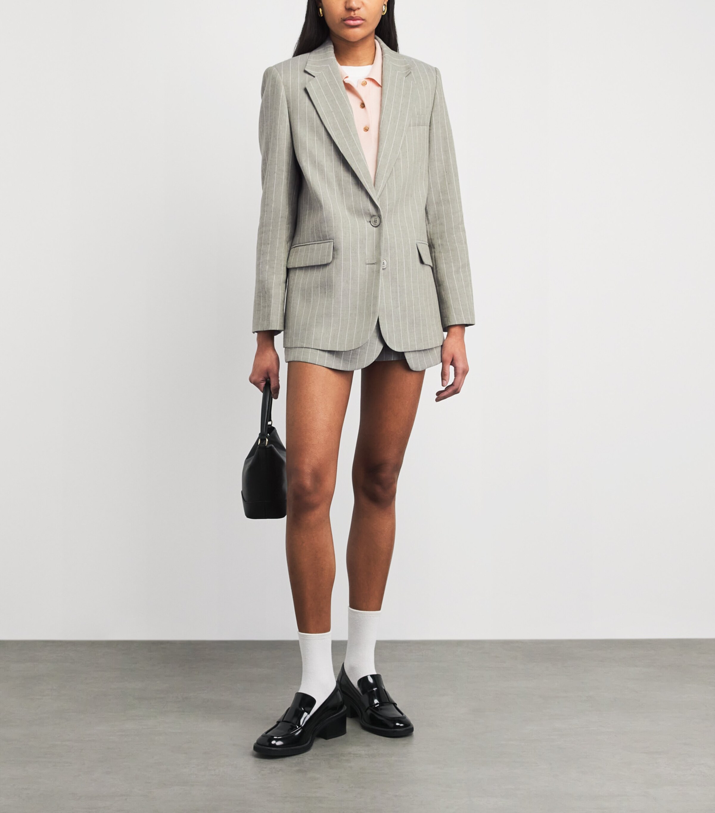 MAJE Linen-Blend Pinstripe Blazer