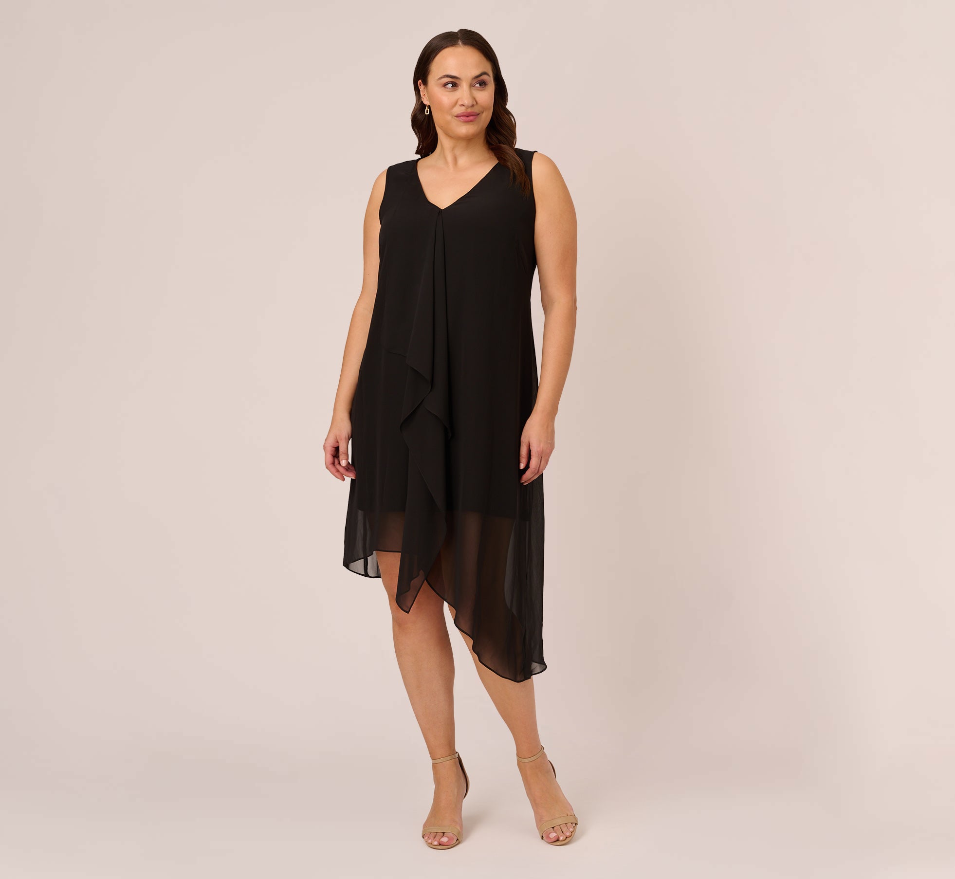 ADRIANNA PAPELL Sleeveless Chiffon Shift Dress