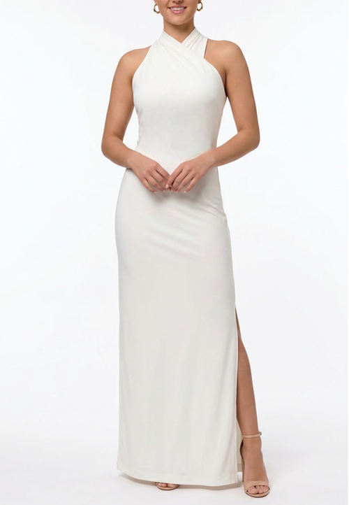 RACHEL RACHEL ROY Harland Crossover Halter Maxi Gown