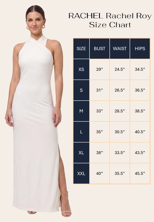 RACHEL RACHEL ROY Harland Crossover Halter Maxi Gown