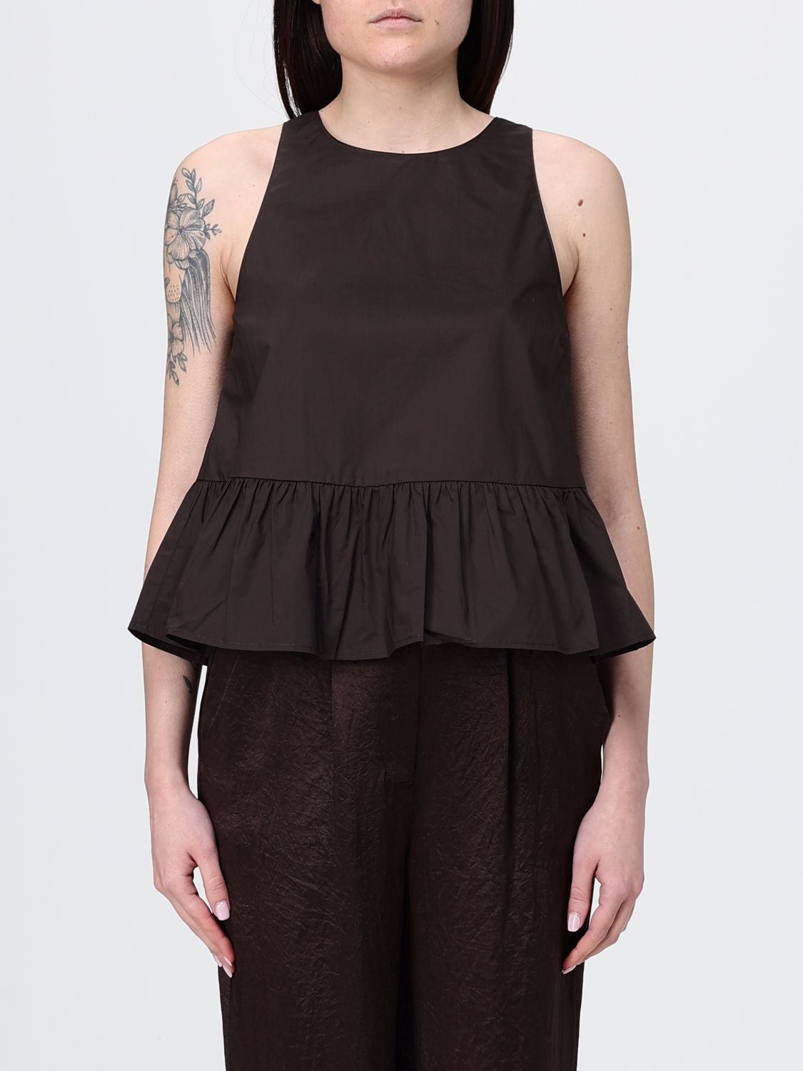 LIU JO Liu Jo Sleeveless Cotton Top with Bow Detail