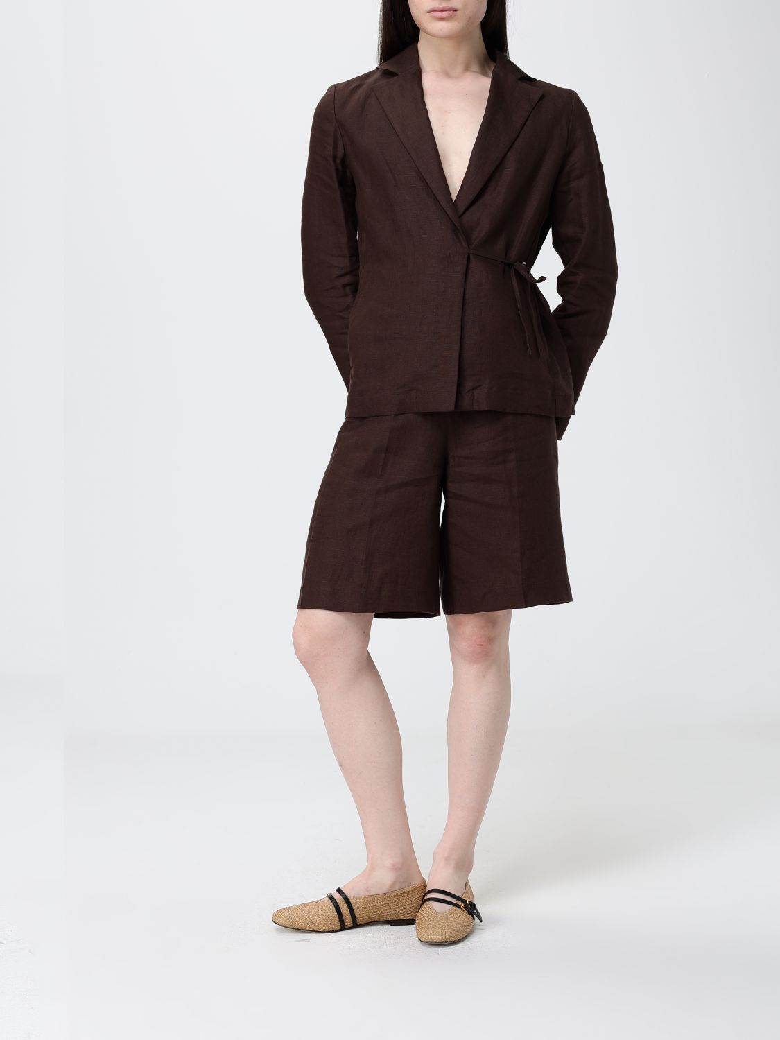 COLMAR Colmar Linen Blazer with Peak Lapels and Tie Detail