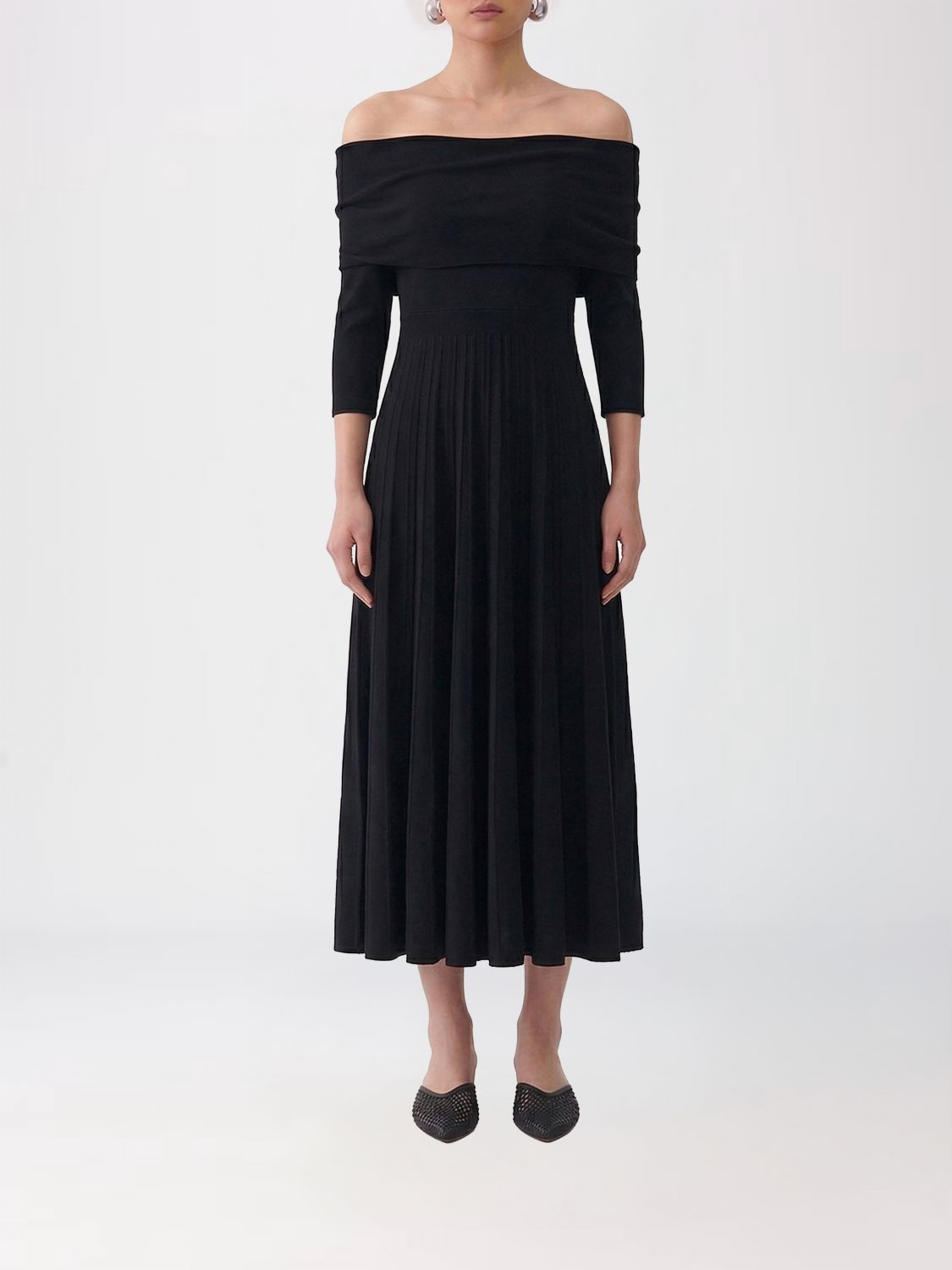 NORMA KAMALI Norma Kamali Black Polyester Aline Midi Dress