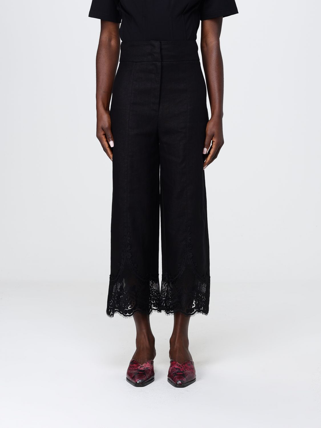 TWINSET Twinset Cropped Trousers with Lace Inserts