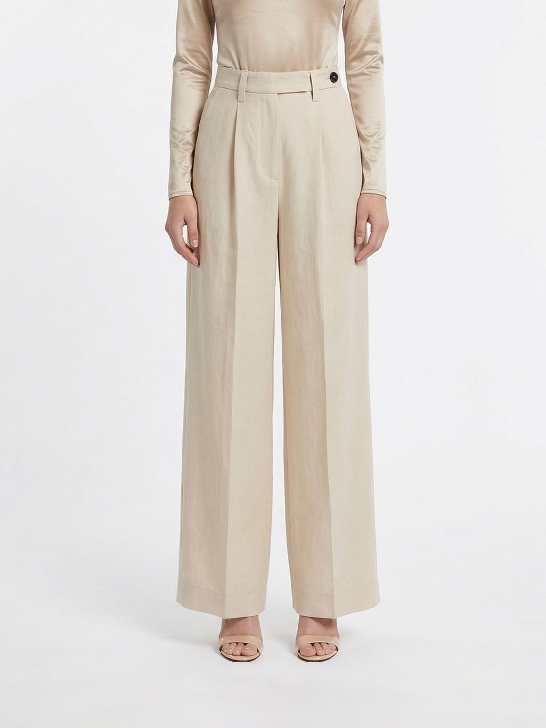 BRUNELLO CUCINELLI Brunello Cucinelli Linen Blend Wide-Leg Trousers