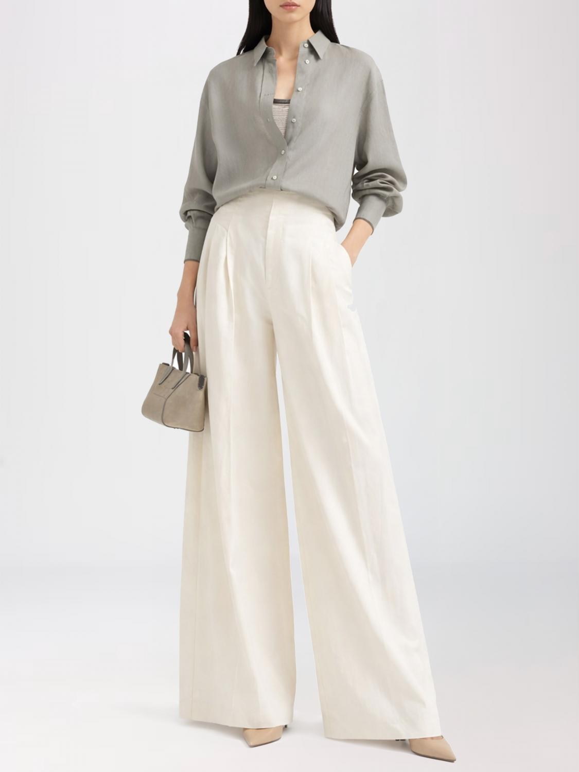 BRUNELLO CUCINELLI Brunello Cucinelli Linen Blend Wide-Leg Trousers