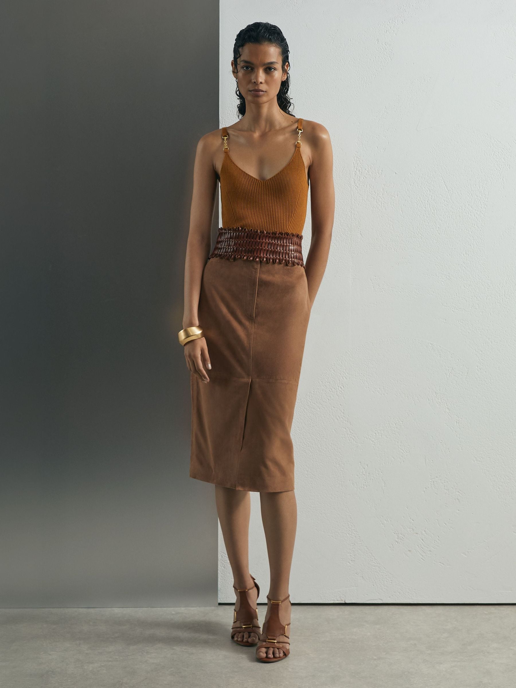 ATELIER Silk-Blend Rib-Knit Cami