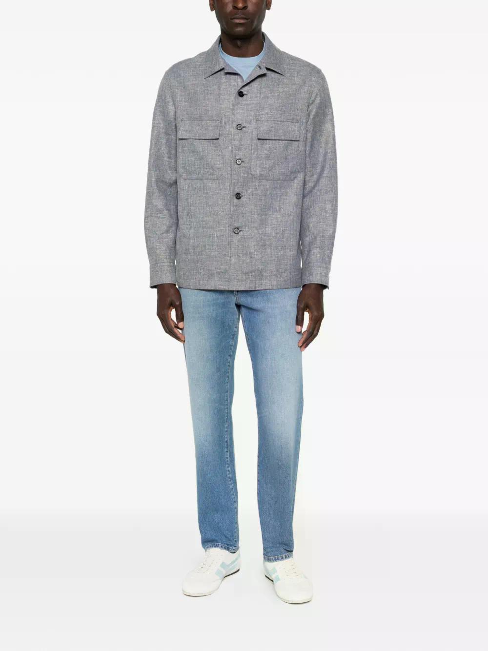ZEGNA crossover linen wool and silk blend overshirt